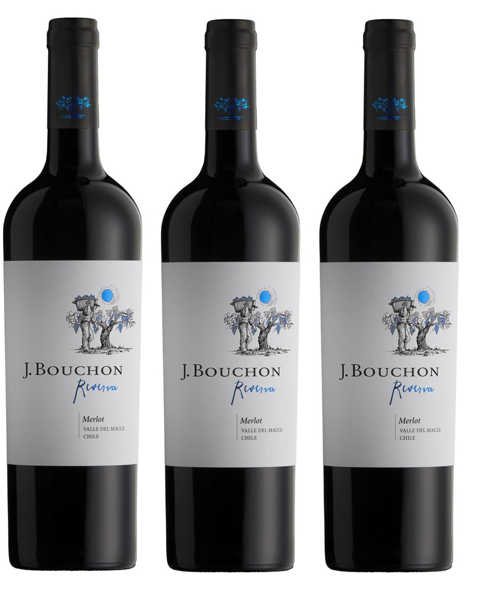 03 GARRAFAS DE 750 ML, Bouchon Reserva Merlot , 2018, CHILE. PREMIAÇÕES ...