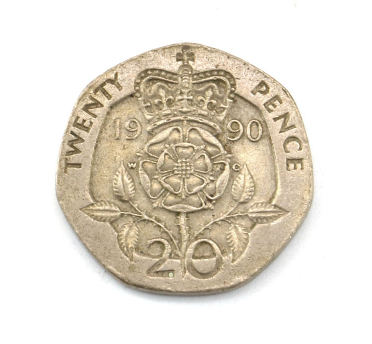 20 PENCE - REINO UNIDO 1990. MUITO BEM CONSERVADA. - CARBONO 14 LEILÕES