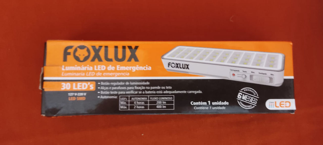 FOXLUX - LUMINÁRIA LED DE EMERGÊNCIA - 30 LED'S 127V-220V - BOTÃO ...